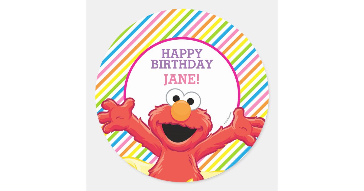 Sesame Street | Elmo Girl's Birthday Classic Round Sticker | Zazzle