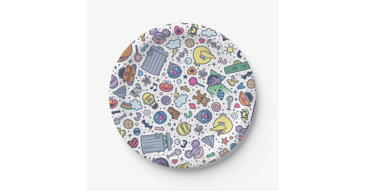 Sesame Street | Sesame Pals Doodle Pattern Paper Plate | Zazzle