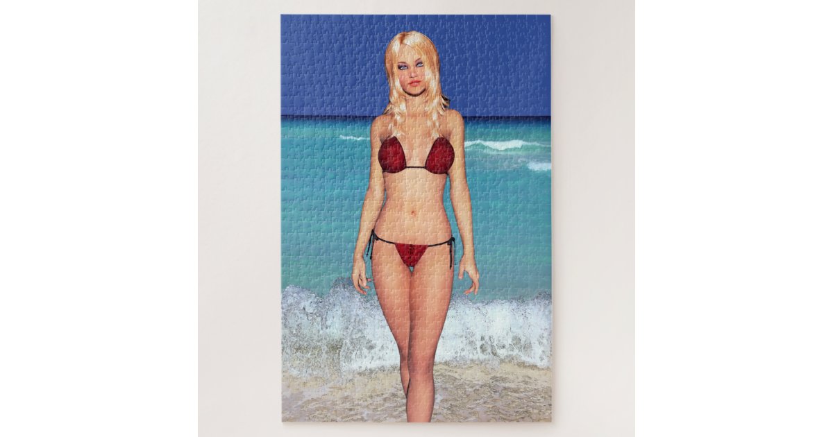 Sexy Blonde Bikini Girl Jigsaw Puzzle Au