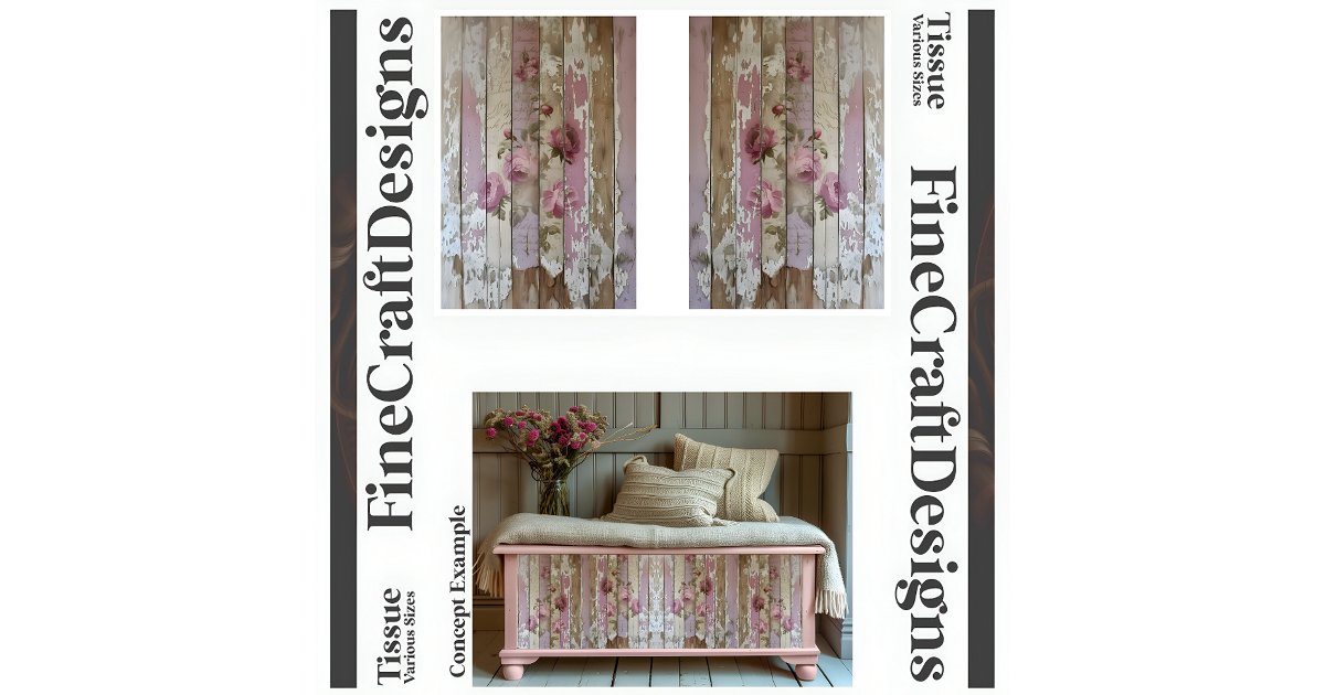 Shabby Chic Vintage Roses On Wood A2RL Decoupage Tissue Paper | Zazzle
