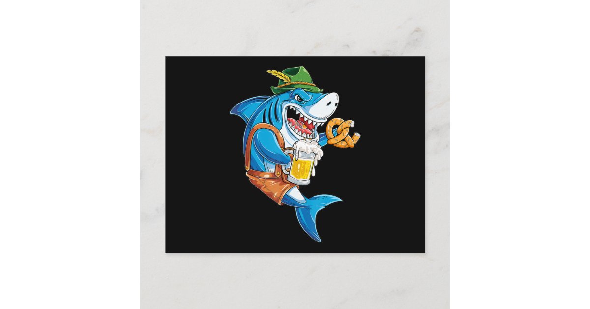 Shark Oktoberfest Lederhosen Costume Men Jawsome Invitation Postcard ...