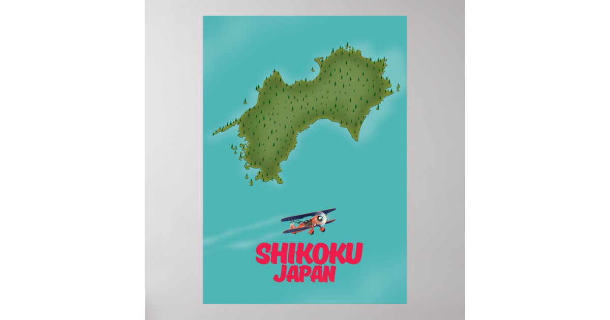 Shikoku Japan map Poster | Zazzle