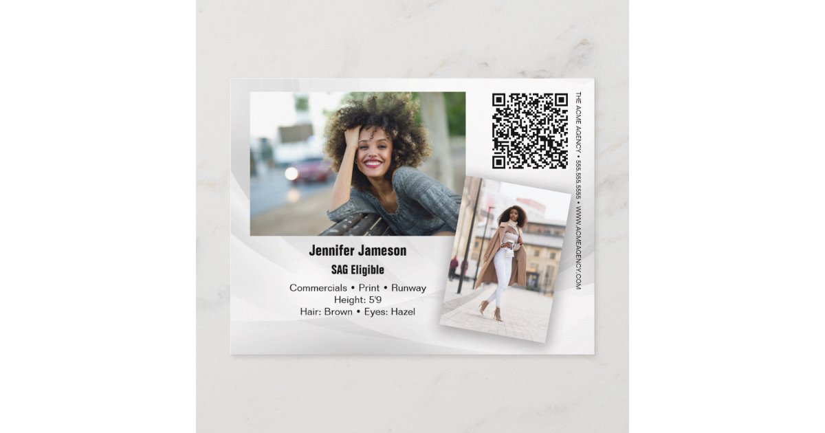 Signature Postcard QR Code Actor Model Promo Card | Zazzle