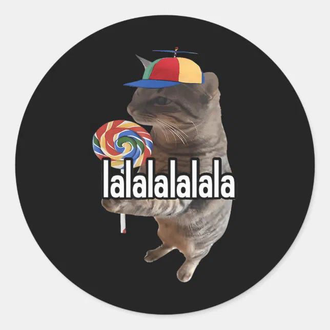Silly Cat With Lollipop Meme Classic Round Sticker | Zazzle