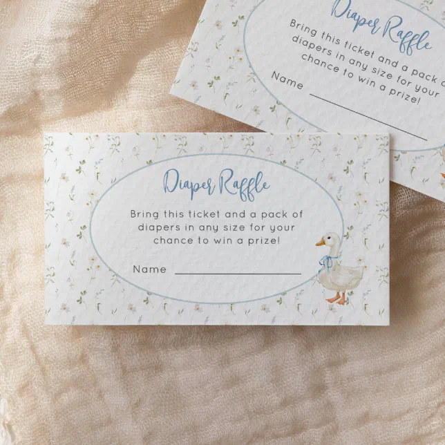 Silly Goose Wildflower Blue Diaper Raffle ticket Enclosure Card | Zazzle
