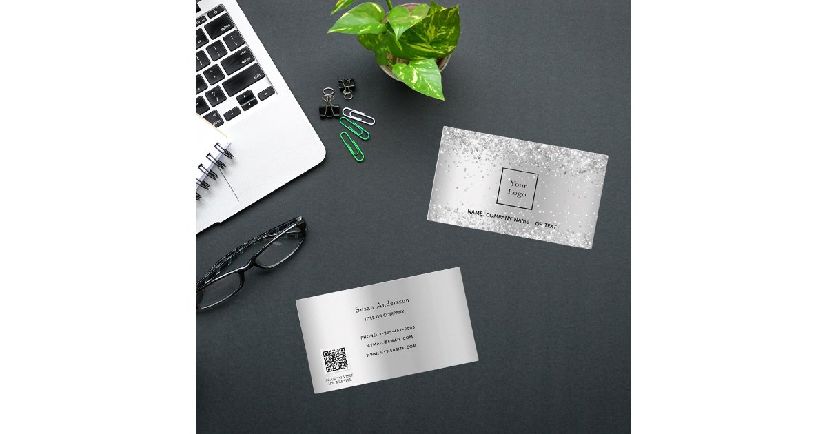 Silver QR code beauty salon Business Card | Zazzle