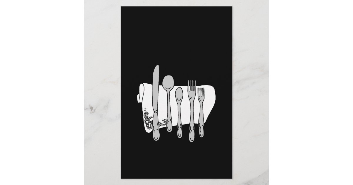 Silverware Custom Invitation Flyer Template | Zazzle