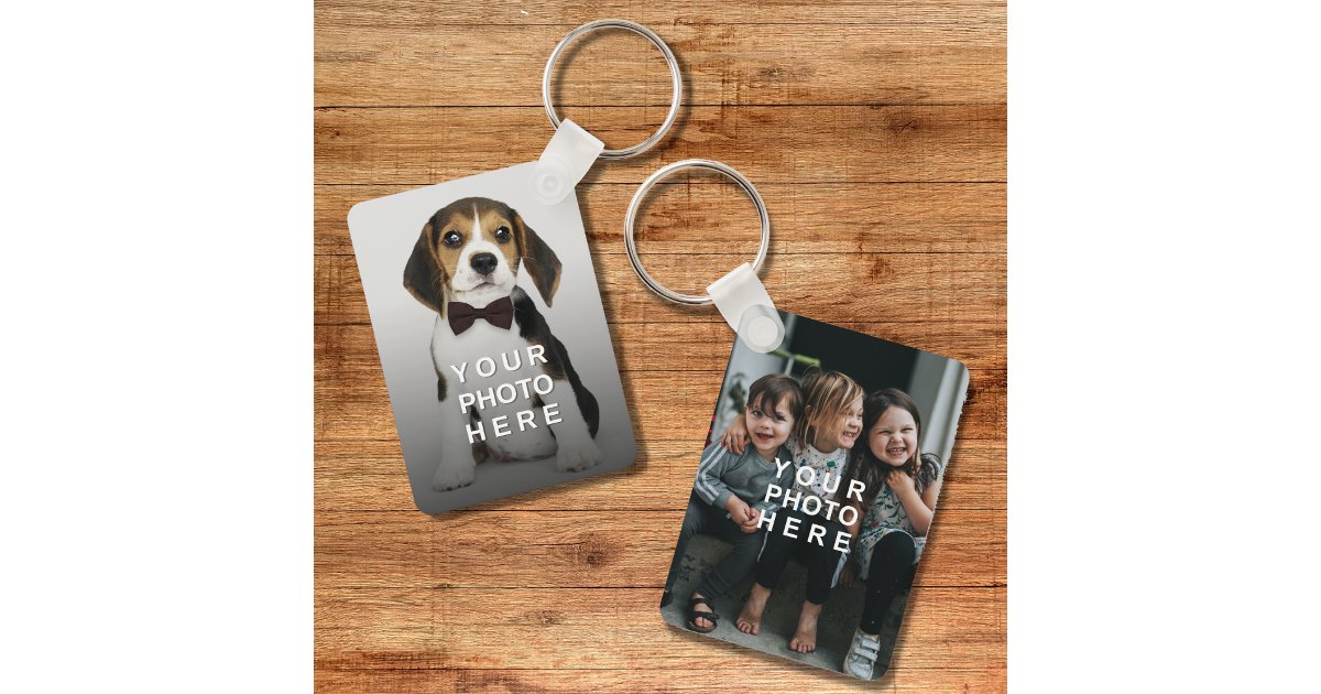Simple 2-Photo Double-Sided Key Ring | Zazzle