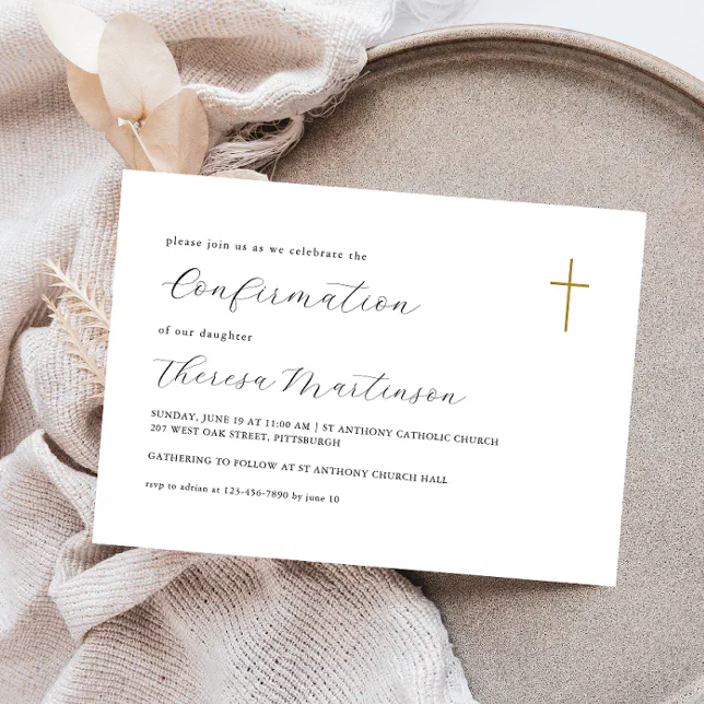 Simple and Elegant Calligraphy Confirmation Invitation | Zazzle