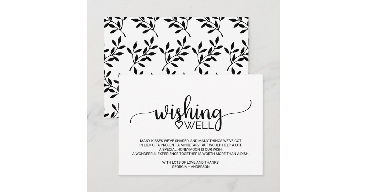 Simple Black Calligraphy Wedding Wishing Well Enclosure Card | Zazzle