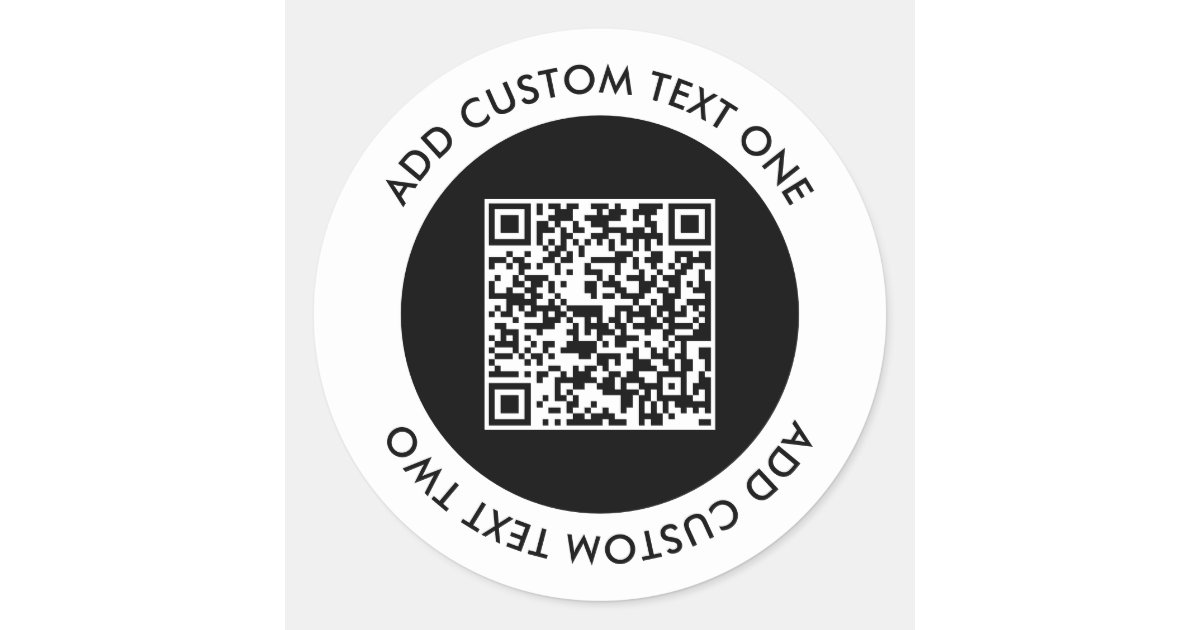 Simple Business QR Code Custom Text Classic Round Sticker | Zazzle