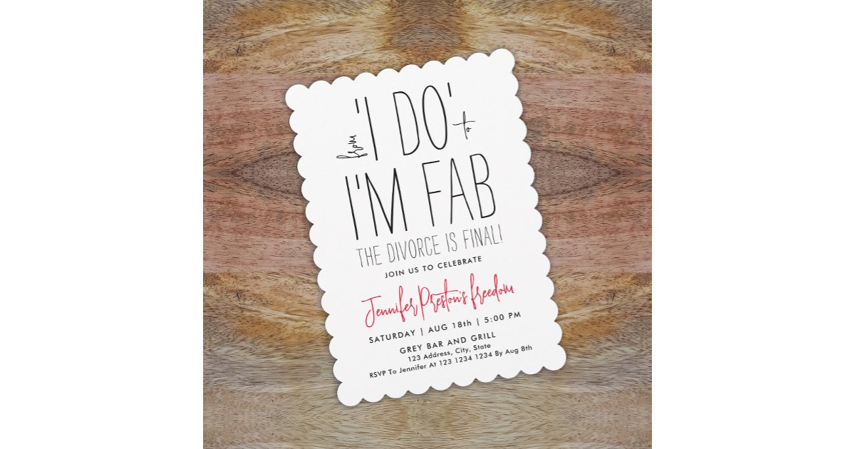 Simple Chic Black And White Divorce Party Typo Invitation | Zazzle