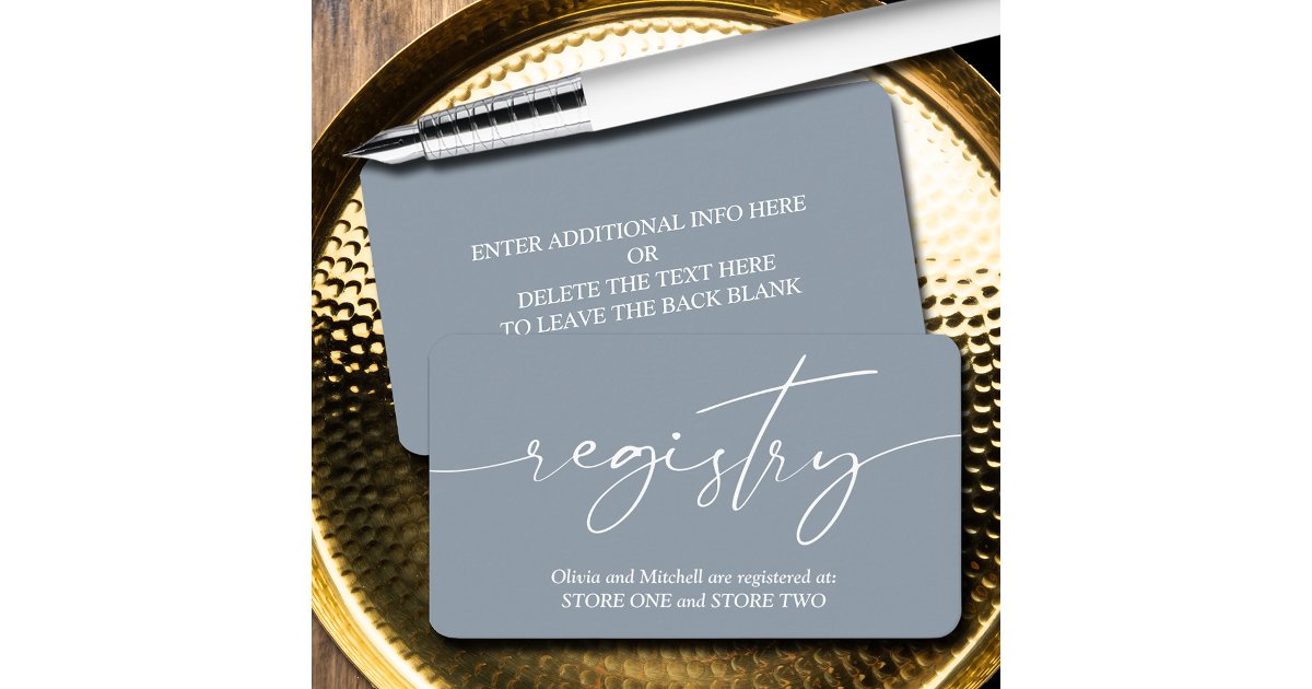 Simple Dusty Blue Wedding Registry Enclosure Card | Zazzle