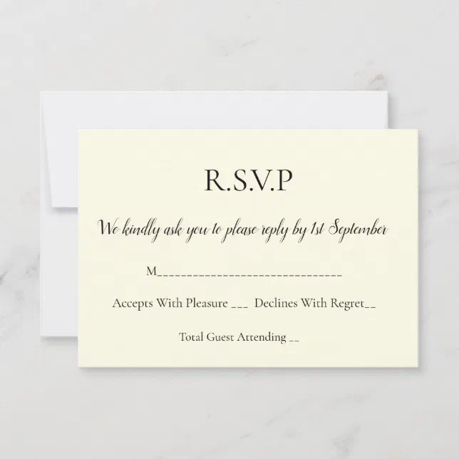 Simple Elegant Personalised RSVP Enclosure Card | Zazzle