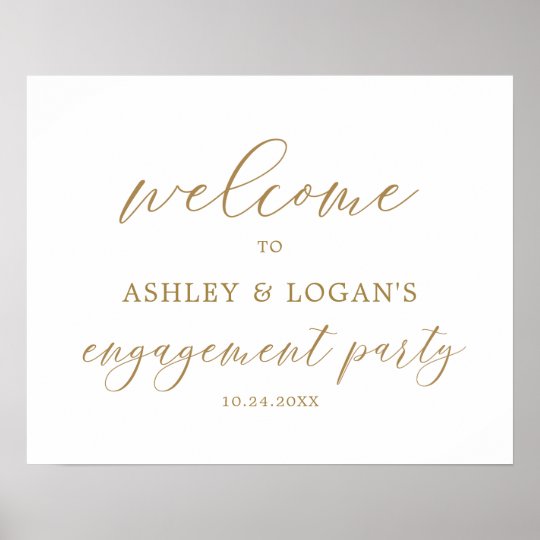 Simple Gold Calligraphy Engagement Party Poster | Zazzle.com.au