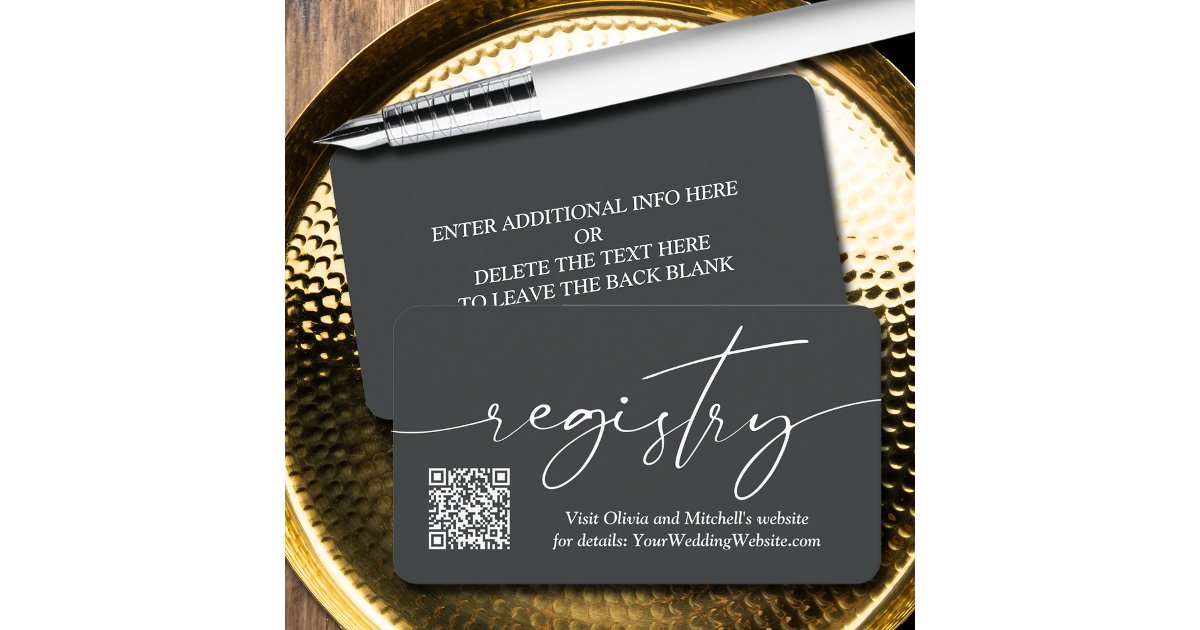 Simple Handwriting QR Code Wedding Registry Enclosure Card | Zazzle