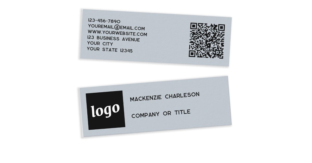 Simple Logo and QR Code Powder Blue Mini Business Card | Zazzle