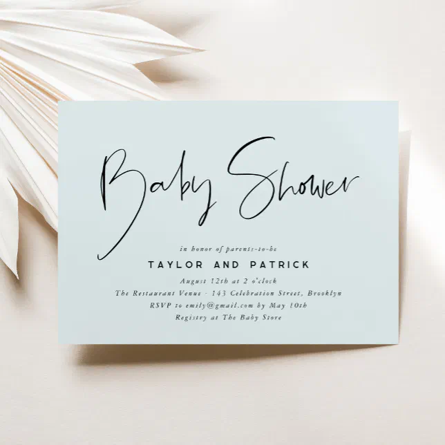 Simple Minimalist Modern Handwritten Baby Shower I Invitation | Zazzle