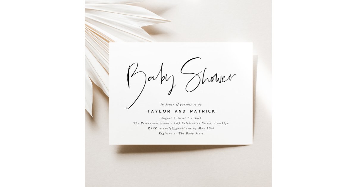 Simple Minimalist Modern Handwritten Baby Shower Invitation | Zazzle