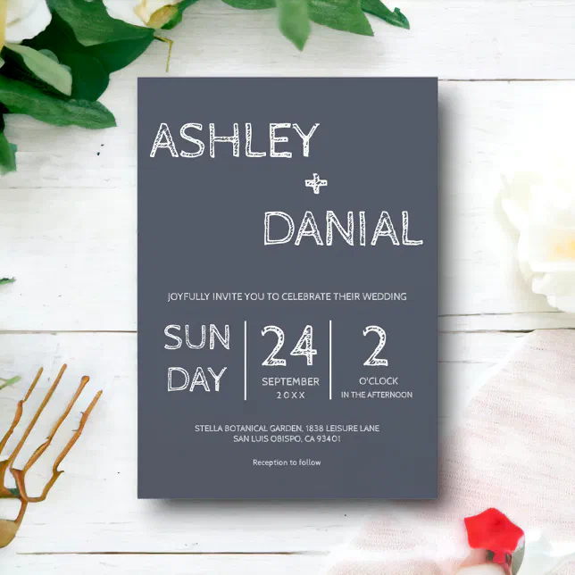 Simple Modern Doodle Script Elegant Wedding Invitation | Zazzle