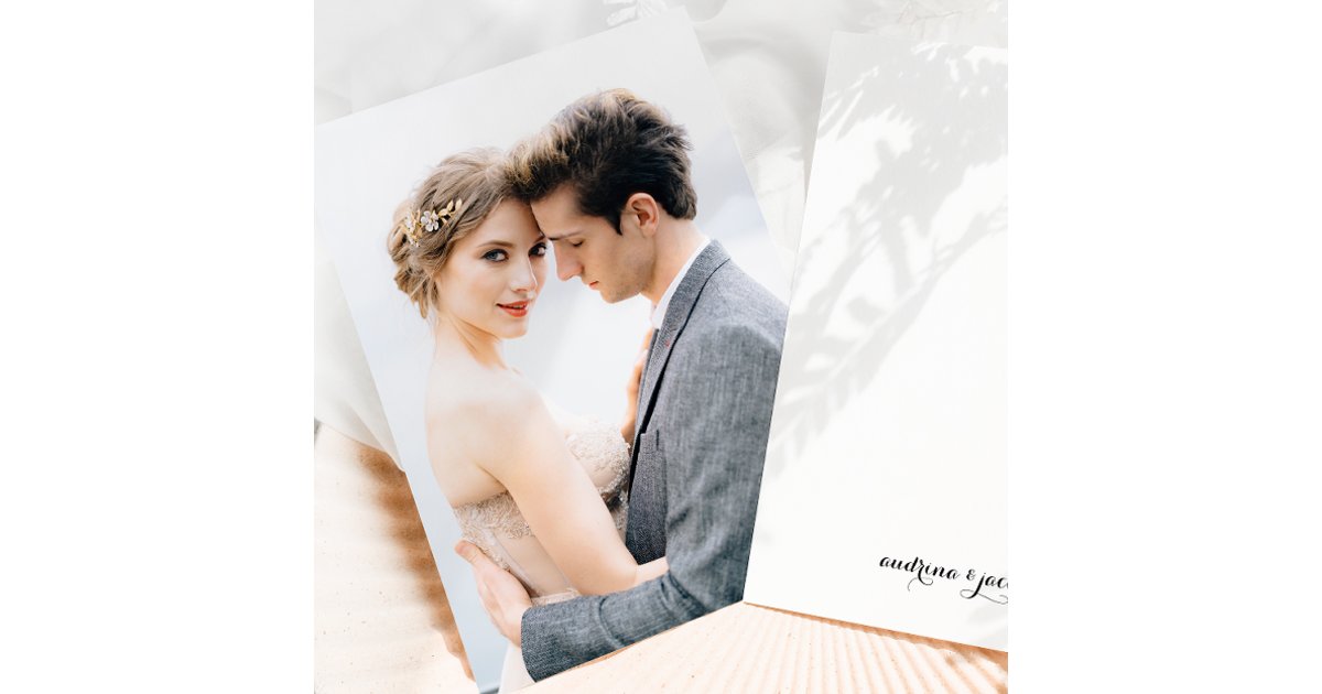 Simple Photo Couples Calligraphy Names Wedding Invitation | Zazzle