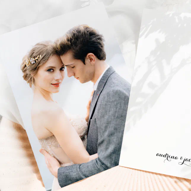 Simple Photo Couples Calligraphy Names Wedding Invitation | Zazzle