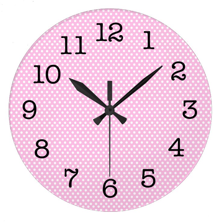Simple Pink Polka Dot Wall Clock | Zazzle