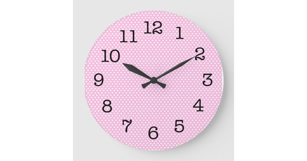 Simple Pink Polka Dot Wall Clock | Zazzle