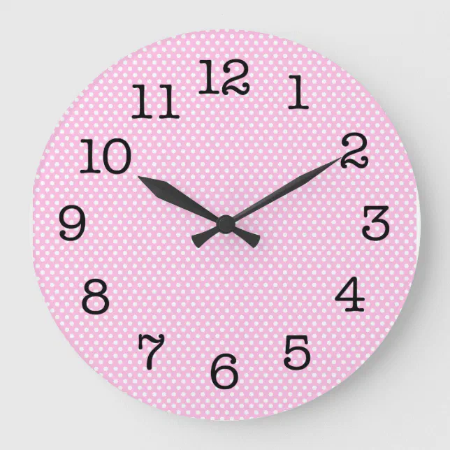 Simple Pink Polka Dot Wall Clock | Zazzle