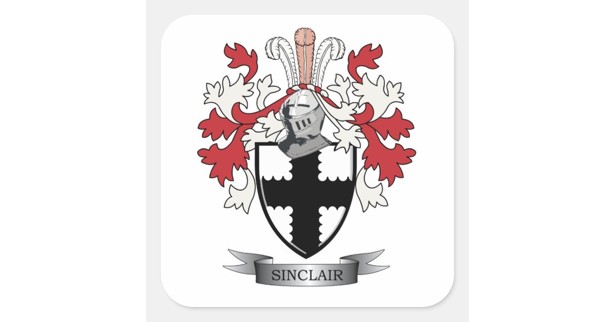 Sinclair Family Crest Coat of Arms Square Sticker | Zazzle