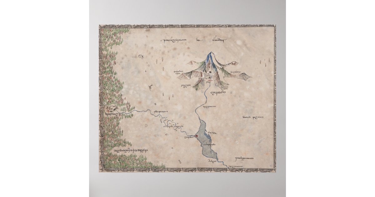 Sindarin Map of The Lonely Mountain Poster | Zazzle