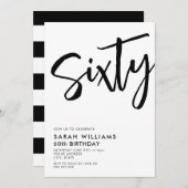 Sixty Modern Black and White 60th Birthday Invitation | Zazzle