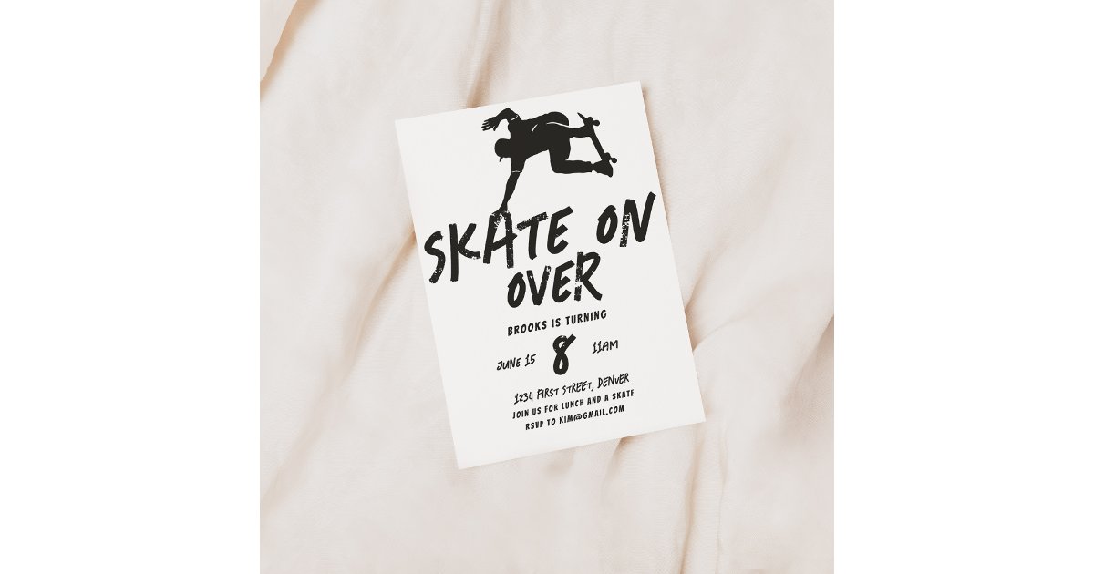 Skate on over Skateboarding Theme Party Invite | Zazzle