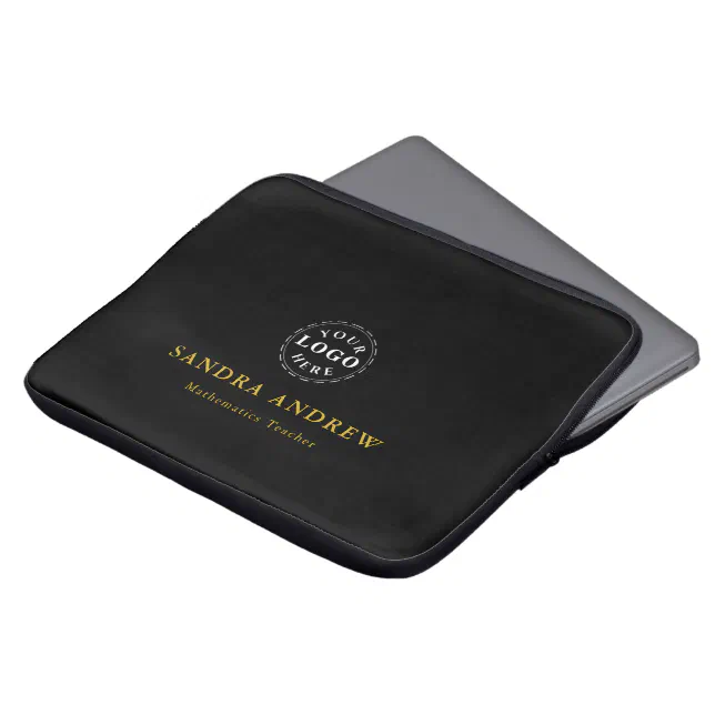Sleek Logo Laptop Sleeve with Name and Title | Zazzle