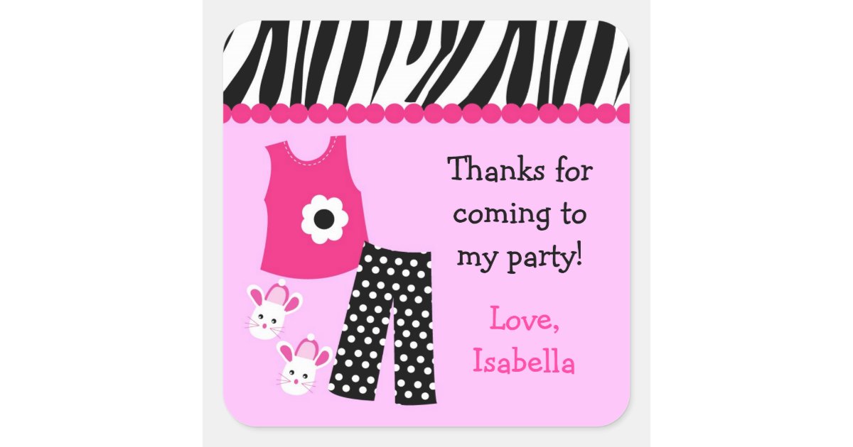 Sleepover Pyjamas Birthday Party Favour Stickers | Zazzle