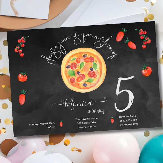 Slice of fun, pizza birthday invitation | Zazzle