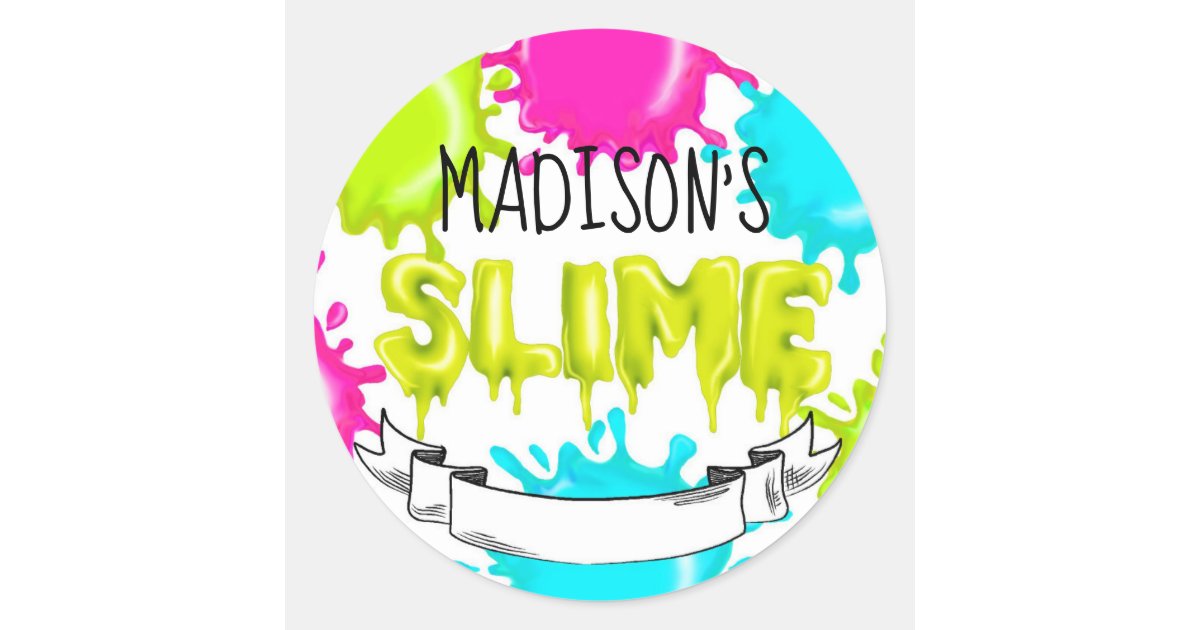 Slime Stickers, Slime Labels, Slime favours Classic Round Sticker | Zazzle