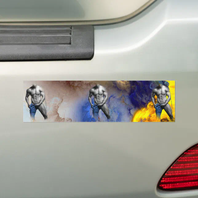 SlipperyJoe's grayscale muscular man physique yell Bumper Sticker | Zazzle