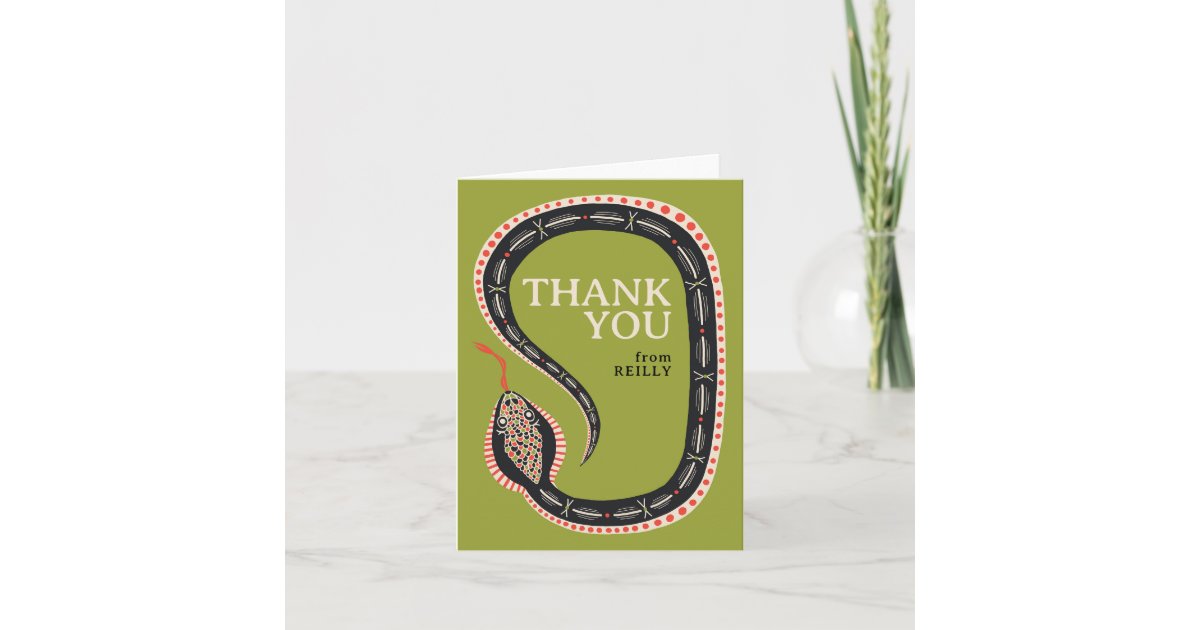 Slither Snake Kid's Birthday Folded Thank You Card | Zazzle