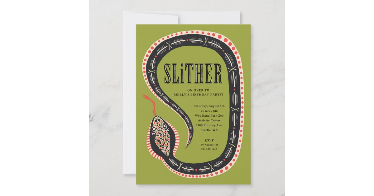 Slither Snake Kid's Birthday Party Invitation | Zazzle