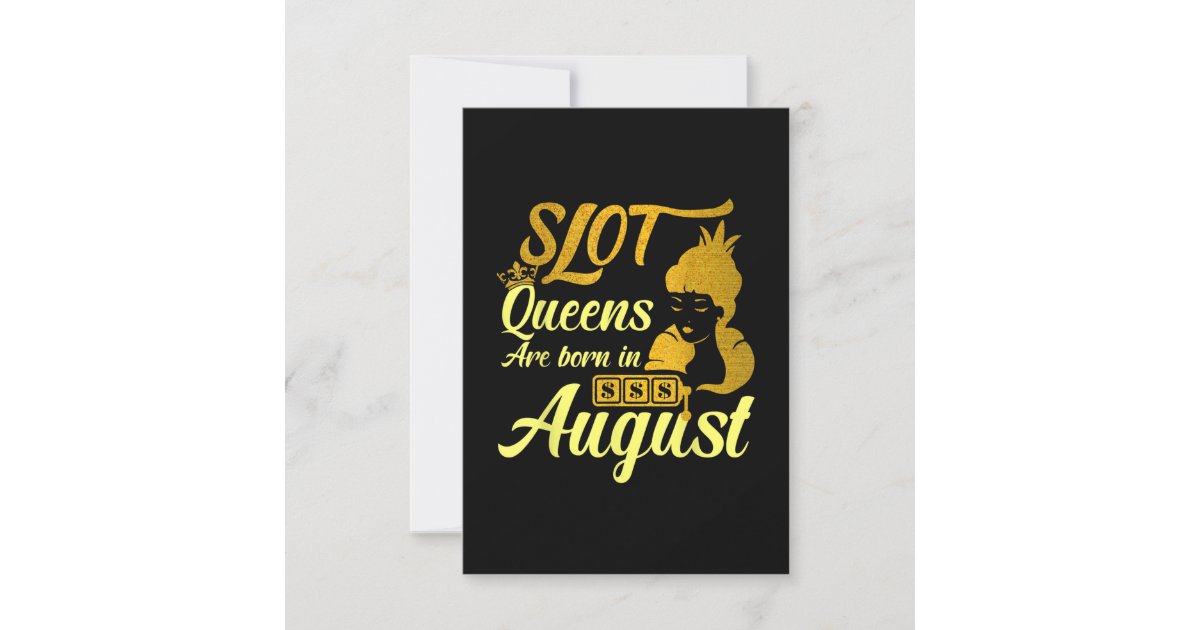 Slot Machine Queen August Birthday Invitation | Zazzle