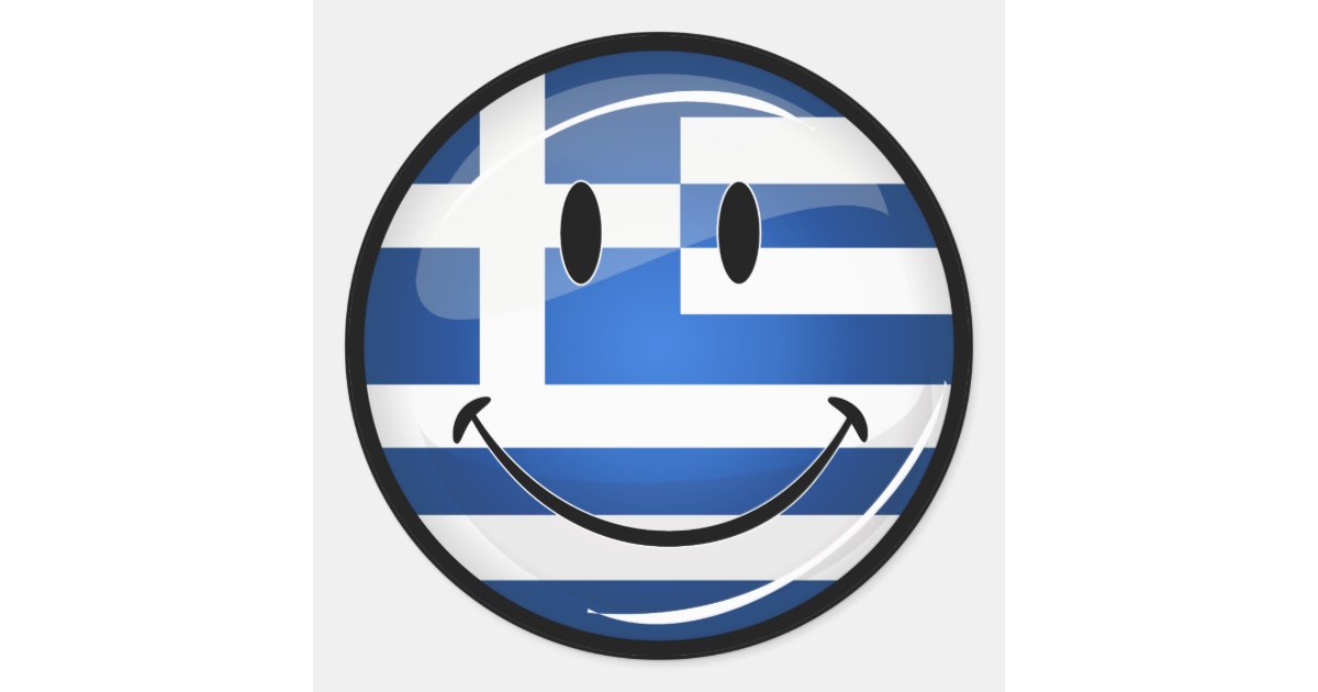 Smiling Greek Flag Classic Round Sticker | Zazzle
