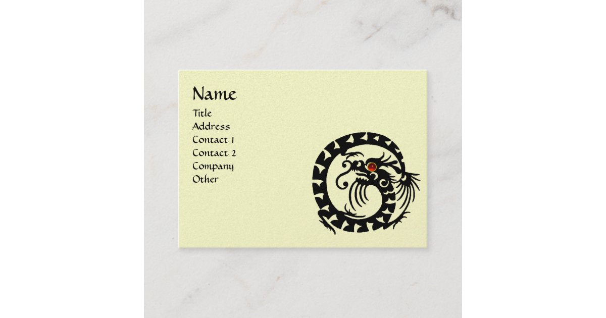 SNAKE DRAGON RUBY black red, gold metallic yellow Business Card | Zazzle