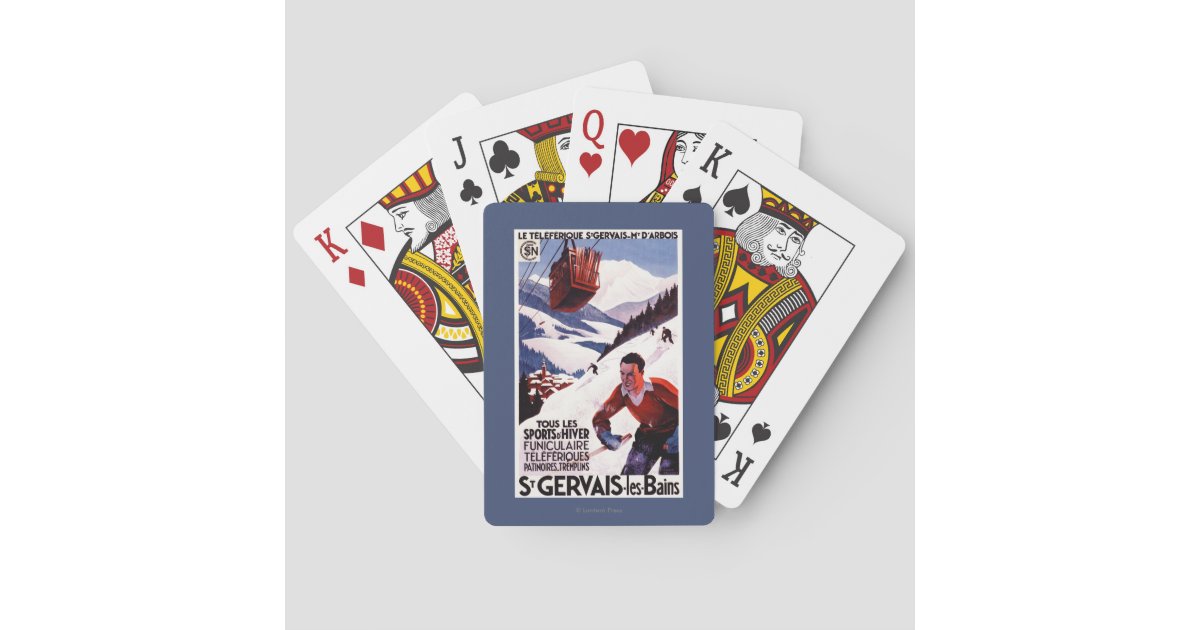 SNCF Railway Cable Car Promo Poster Playing Cards | Zazzle