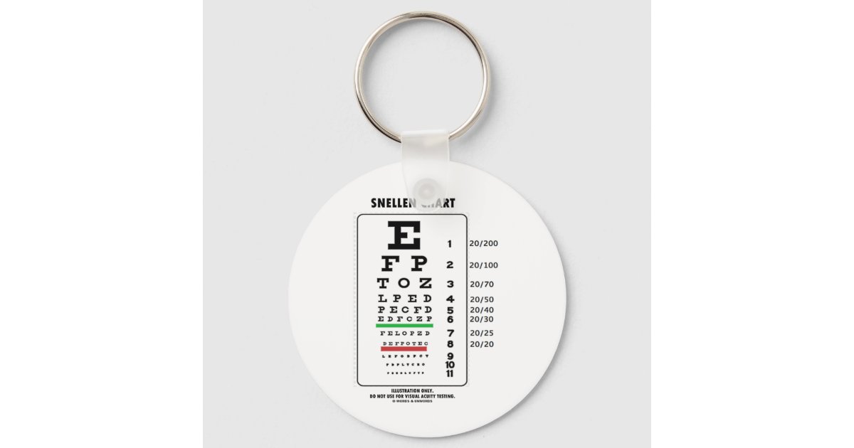 Snellen Chart (Medical Visual Acuity Testing) Key Ring | Zazzle