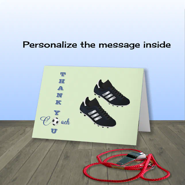 Soccer coach modern sports thank you card | Zazzle