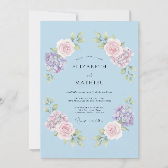 Soft Blue Romantic Spring Wedding Invitation | Zazzle