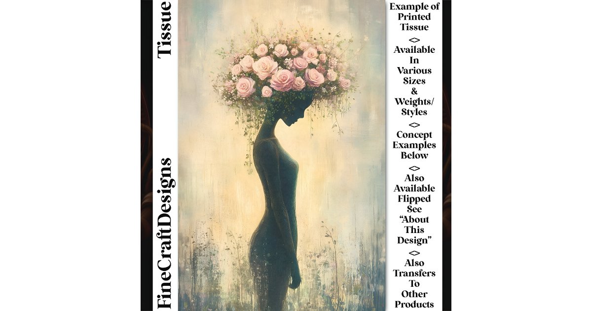 Soft Feminine Nature Spirit, Roses CZ3R Decoupage Tissue Paper | Zazzle