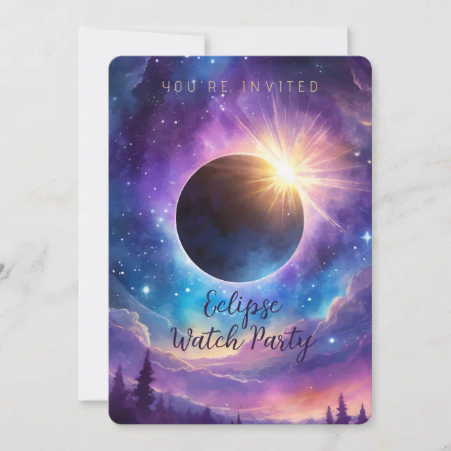 Solar Eclipse & Celestial Stars Cosmic Sky Invitation | Zazzle