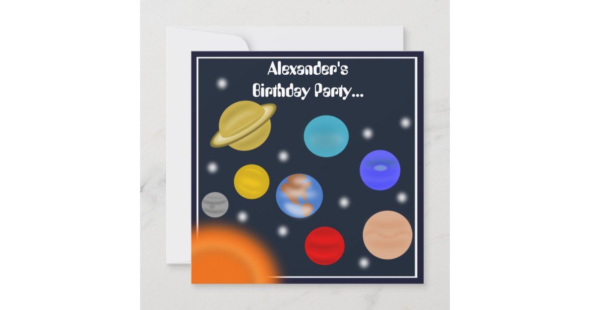 Solar System Outer Space Birthday Party Invitation | Zazzle